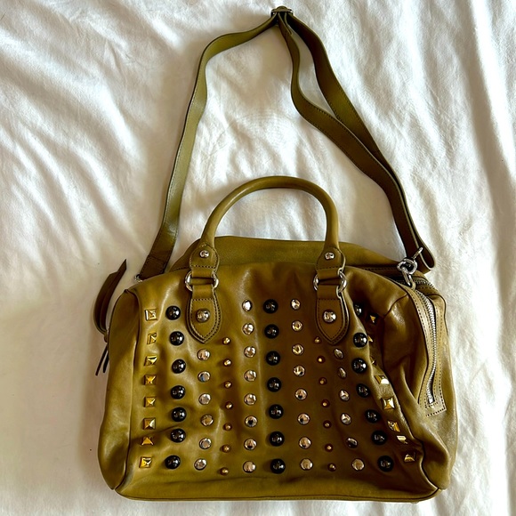 Sorial | Bags | Sorial Genuine Leather Olive Green Studded Shoulder ...